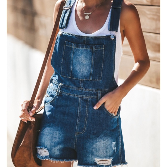 S. the Widow | Jeans | Candice Distressed Denim Overall Shorts | Poshmark